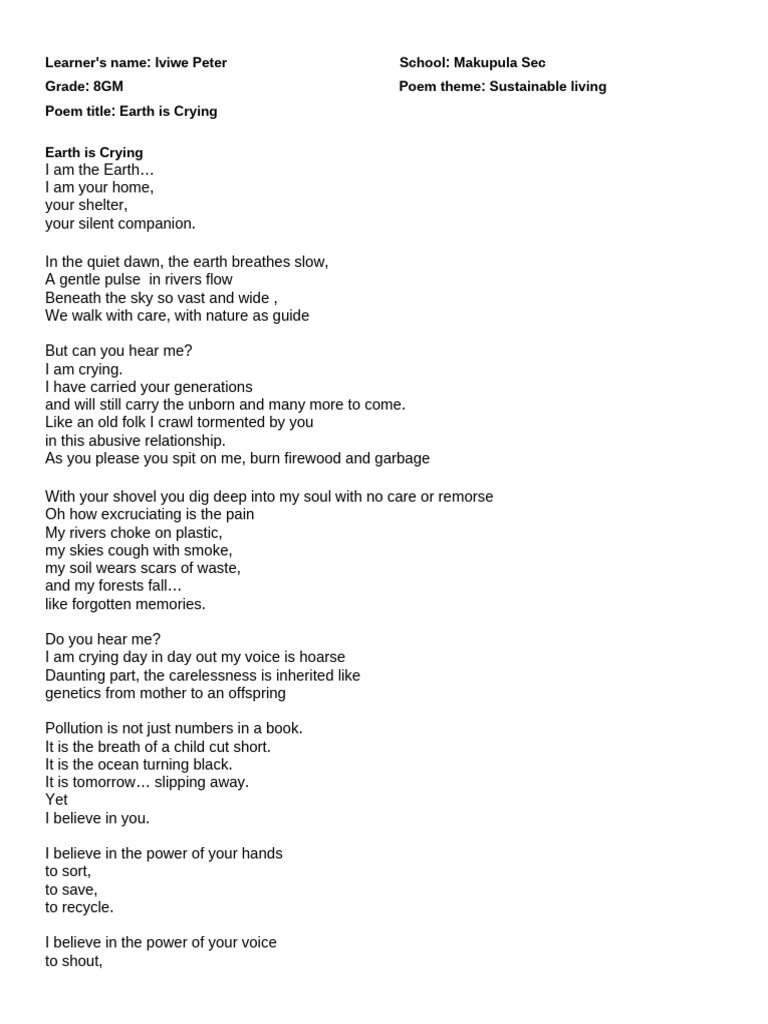Iviwe Peter Poem | PDF