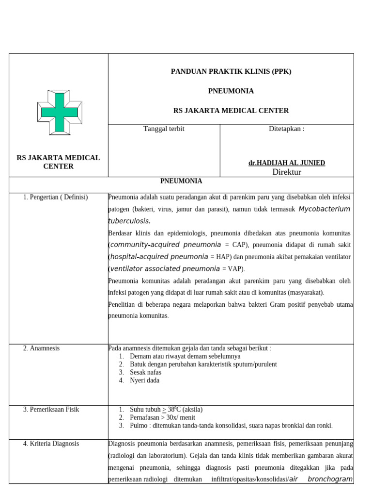 Panduan Praktik Klinis Pneumonia | PDF