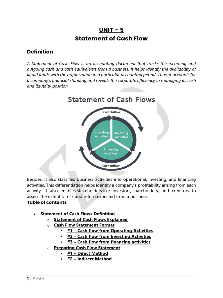 Cash Flow Statement Overview and Methods | PDF | Cash Flow Statement ...