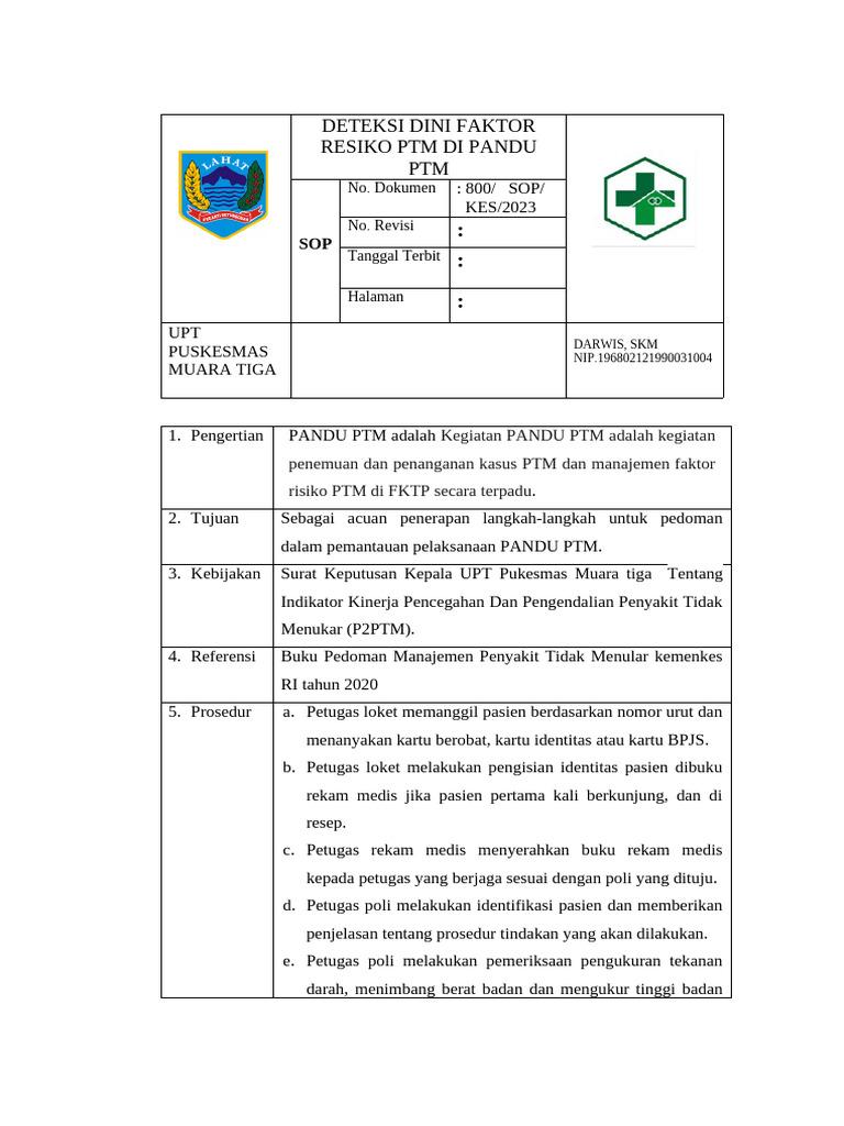 Sop Deteksi Dini PANDU | PDF