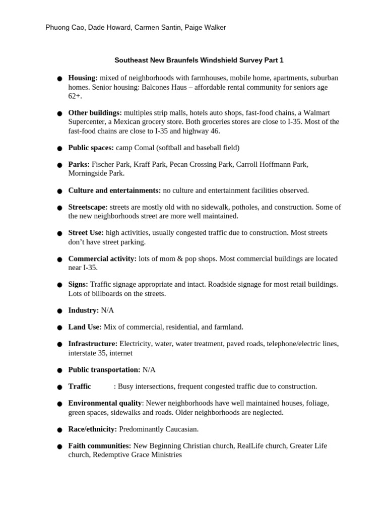 SENF Windshield Survey Part I | PDF | Transport Infrastructure | Land ...