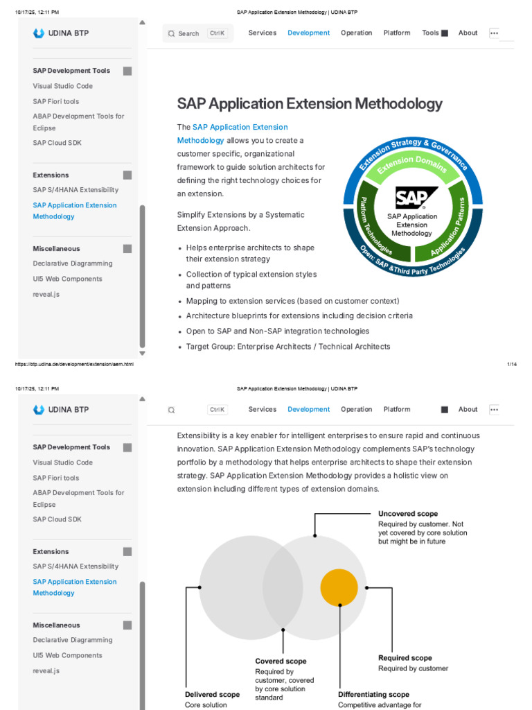 SAP Application Extension Methodology - UDINA BTP | PDF | Data Model | Eclipse (Software)