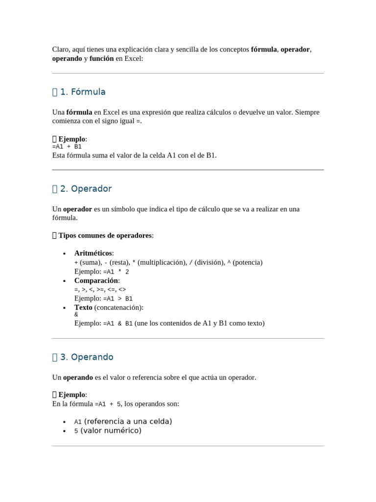 Conceptos Básicos de Funcion y Operadores | PDF
