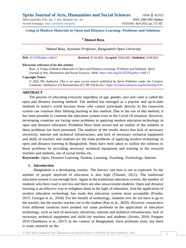 Using of Modern Materials in Open and Distance Learning Problems and ...