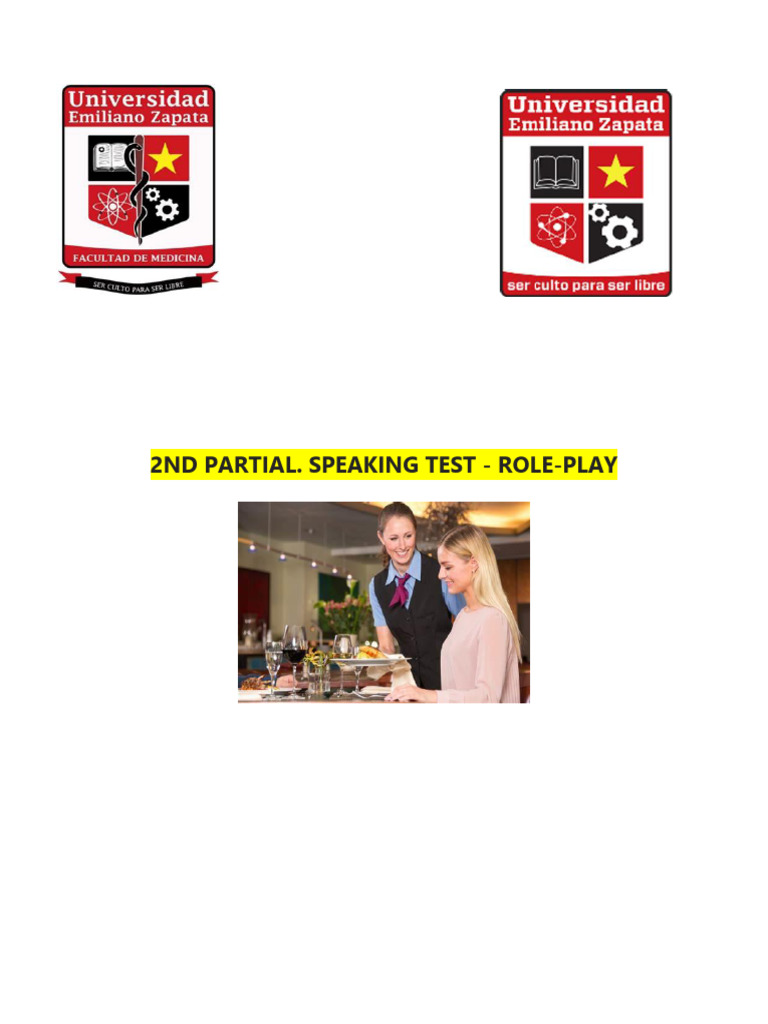2nd Partial. Speaking Test - Role-Play | PDF