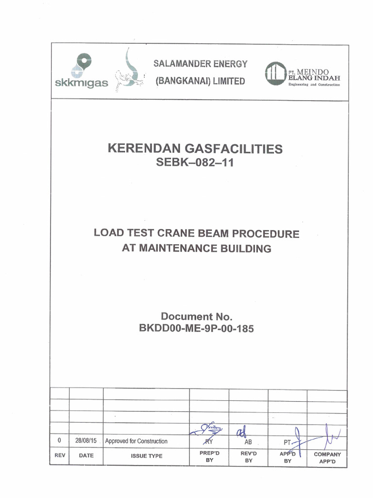 BKDD00-ME-9P-00-185 Rev.0 - Approved Load Test Crane Beam Procedure at ...