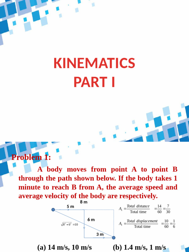 Problems in Kinematics Part I | PDF | Acceleration | Classical Mechanics