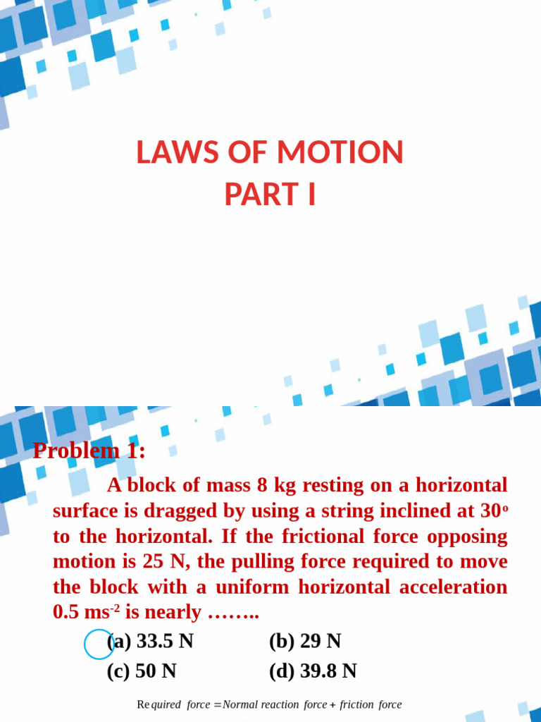 Problems in Laws of Motion Part I | PDF | Force | Friction