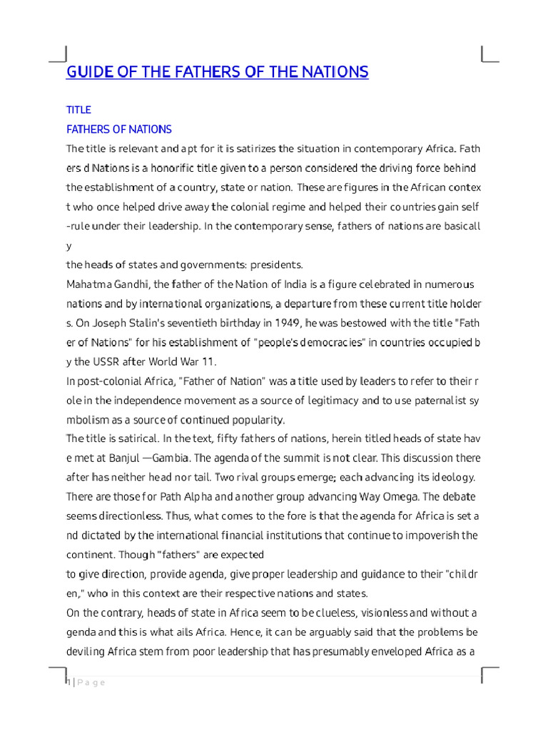 Fathers of Nation Notes | PDF