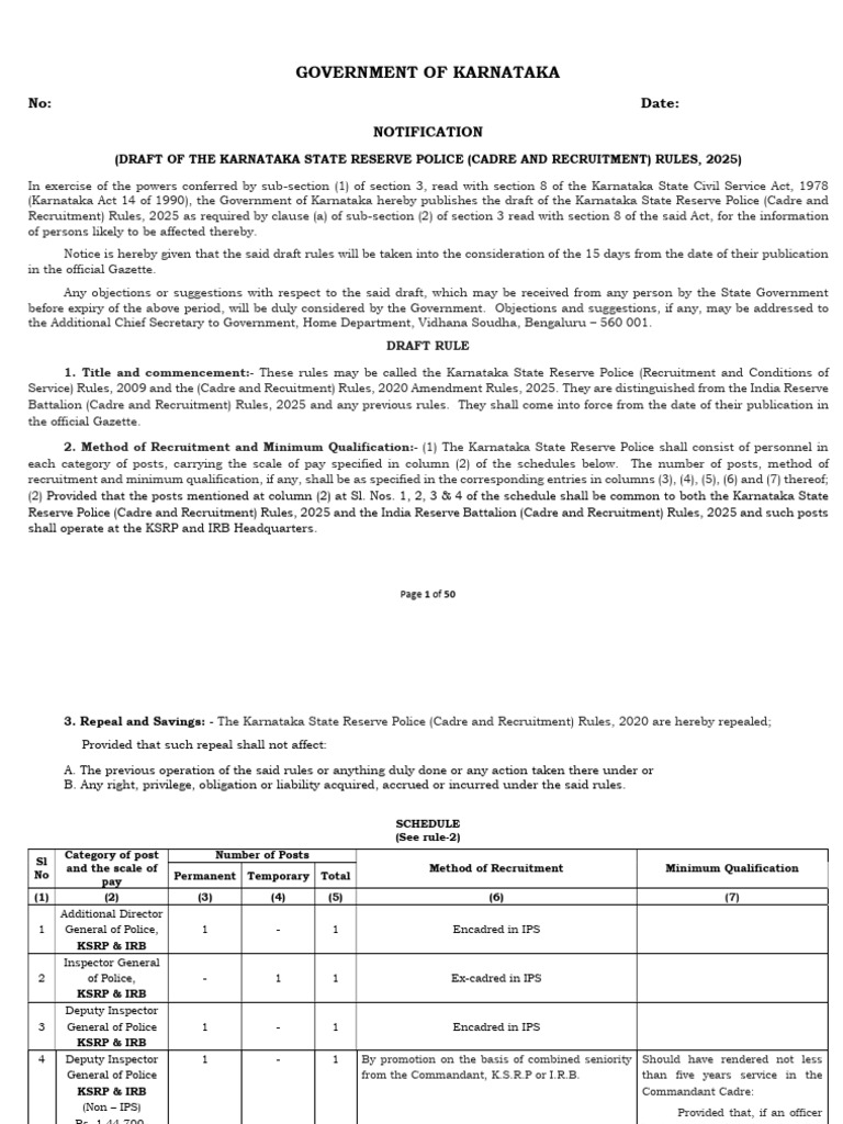 Police Constable Sub Inspector KSRP CR Posts Upcoming Notification ...