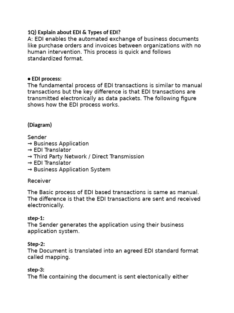 1Q) Explain About EDI & Types | PDF | Electronic Data Interchange | Invoice