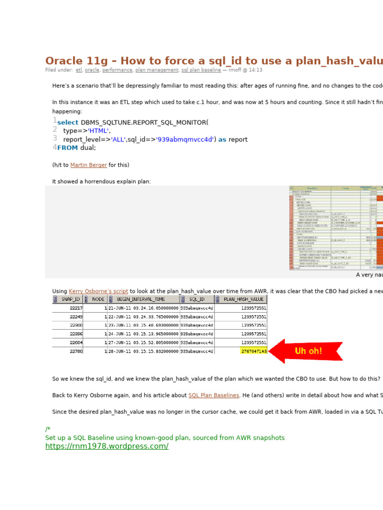 How To Force A SQL - Id To Use A Plan - Hash - Value Using SQL | PDF ...