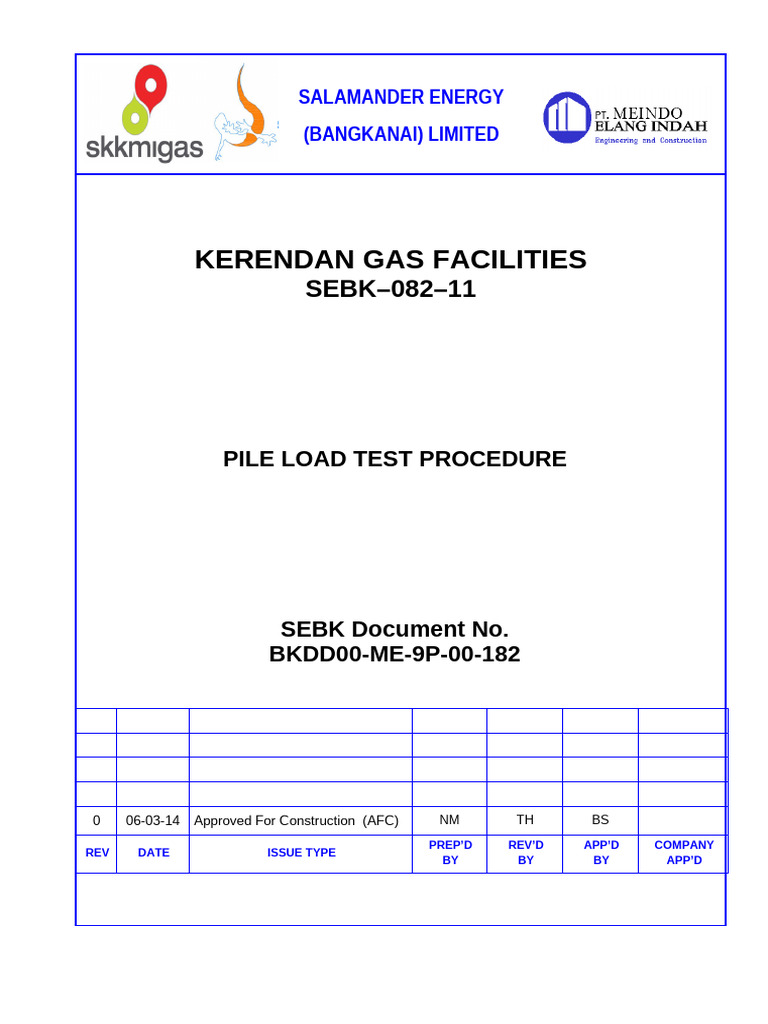 BKDD00-ME-9P-00-182 Rev.0 - Approved Pile Load Test Procedure | PDF ...