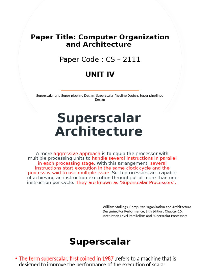 Superscalar and Super Pipeline Design | PDF | Central Processing Unit | Parallel Computing