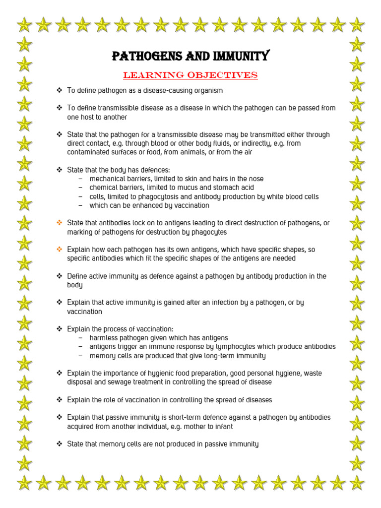 Pathogens and Immunity L.O | PDF | Immune System | Breathing