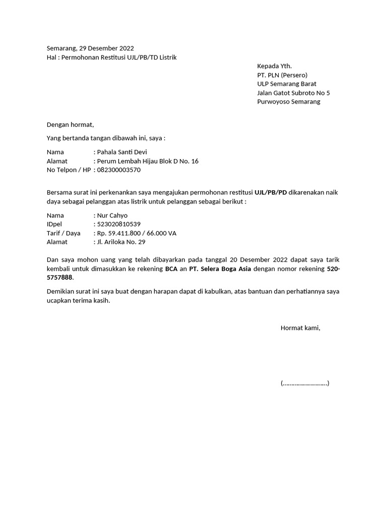 PERMOHONAN RESTITUTSI | PDF