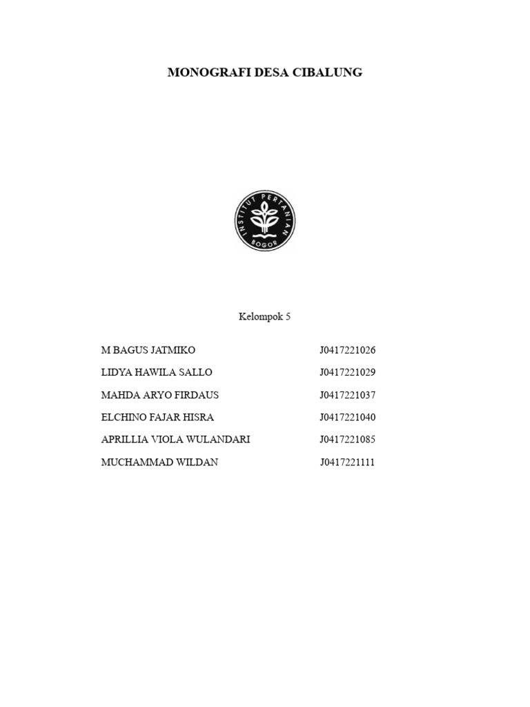 Monografi Desa Cibalung, Bogor | PDF