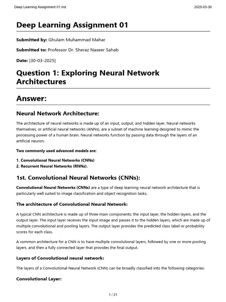 Deep Learning: CNNs and RNNs Explained | PDF | Deep Learning | Mean ...