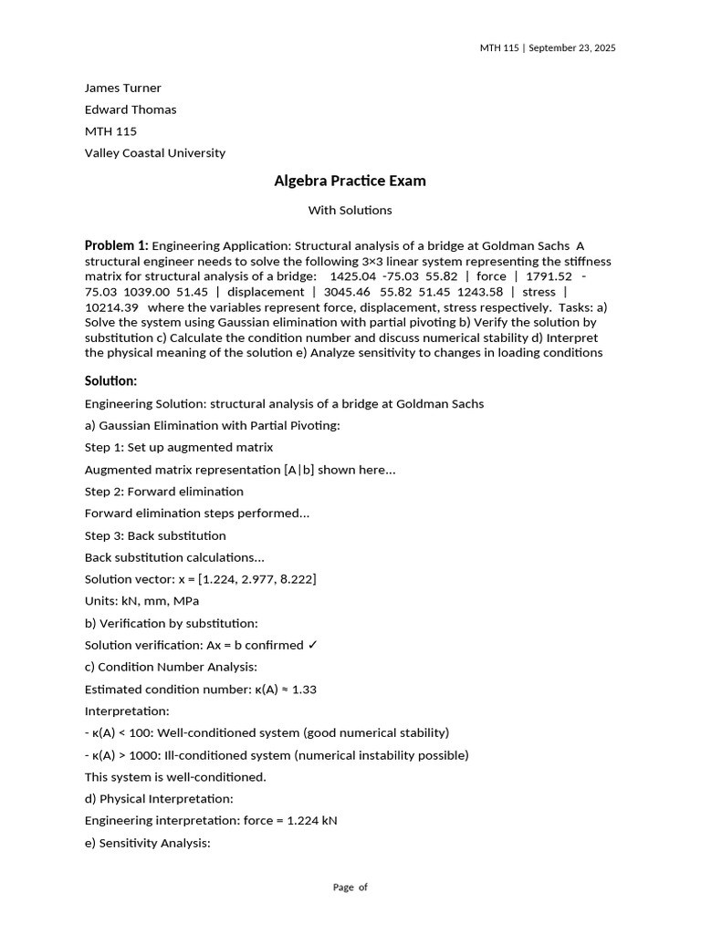 ALG 169 Algebra Exam Solutions 8252 | PDF | Structural Analysis ...