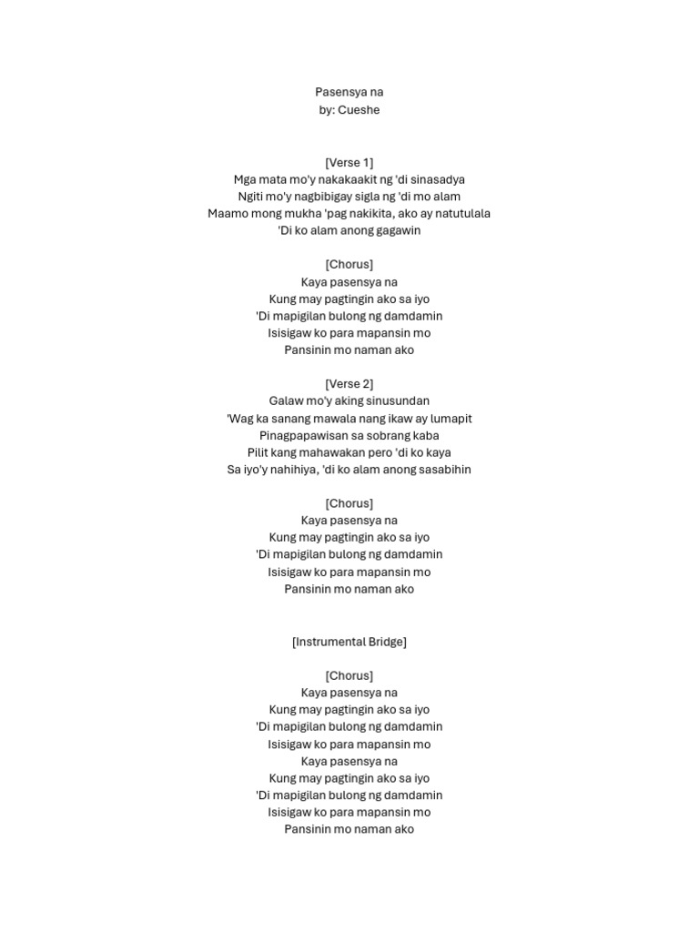 Pasensya Na | PDF