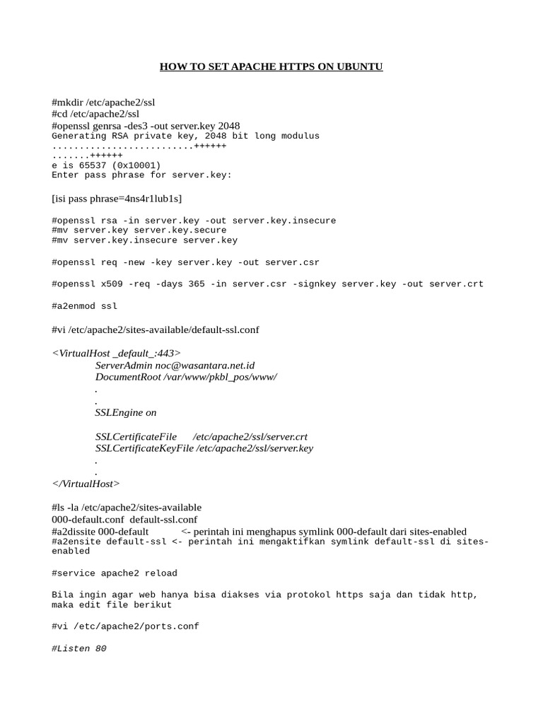 Howto Setup Apache HTTPS on Ubuntu | PDF