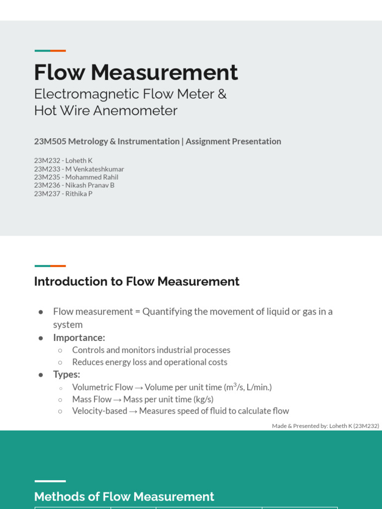 Flow Measurement Techniques Overview | PDF | Flow Measurement ...