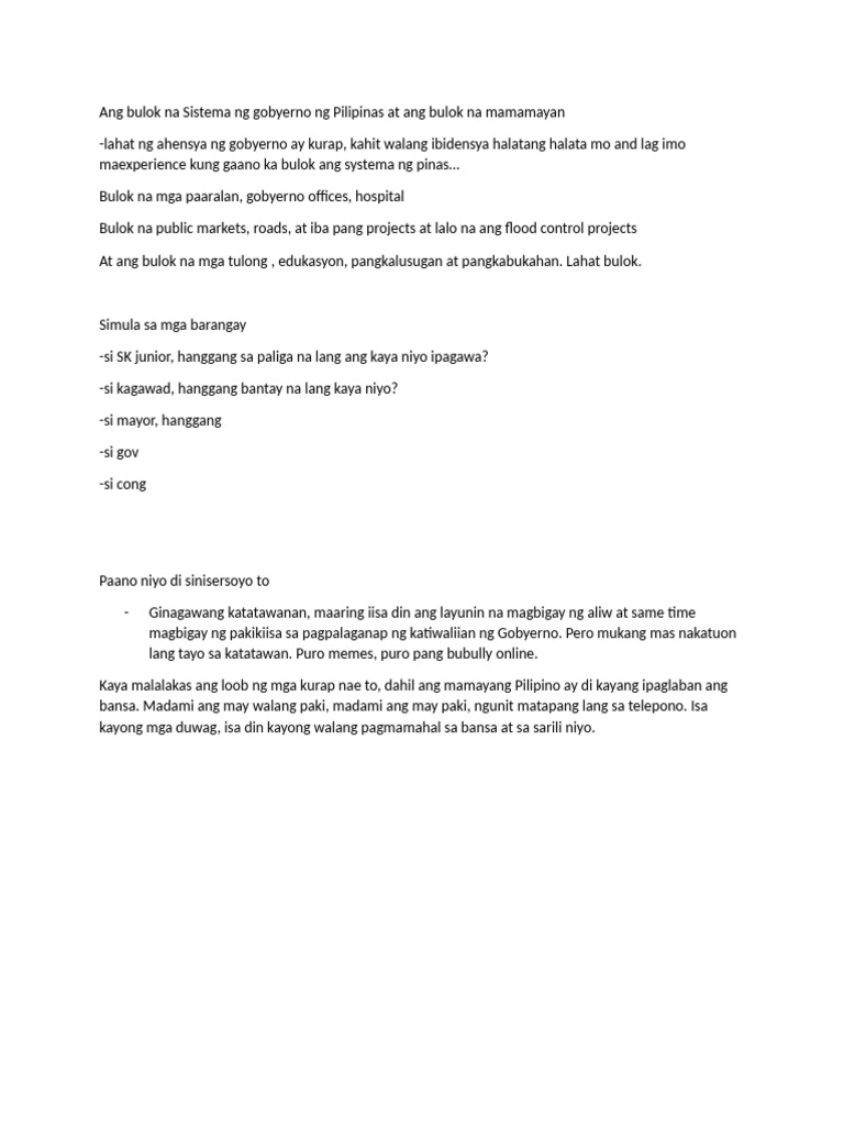 Ang Bulok Na Sistema NG Gobyerno NG Pilipinas at Ang Bulok Na Mamamayan ...