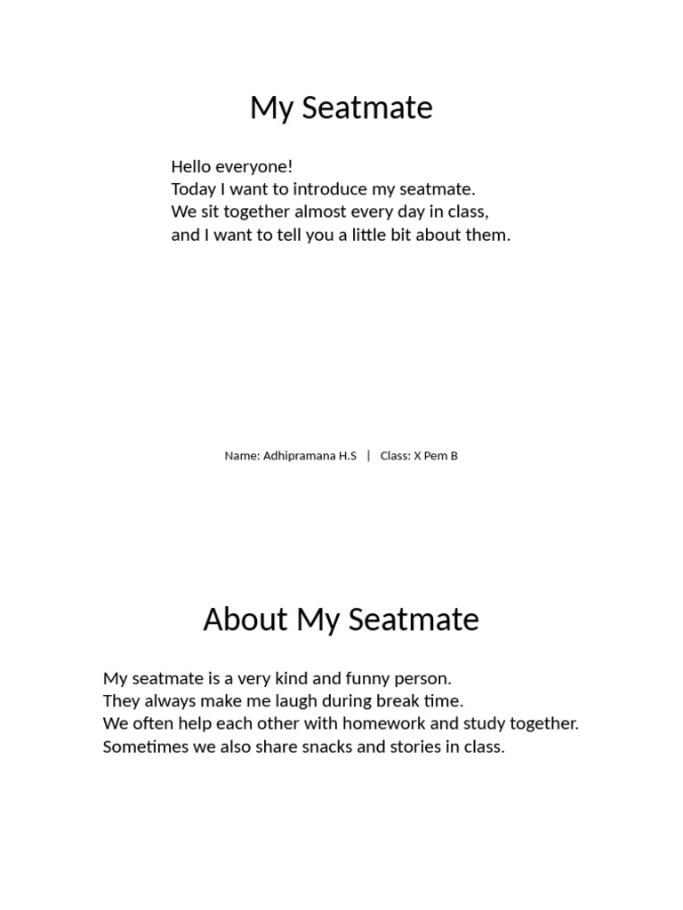 My Seatmate Adhipramana HS | PDF