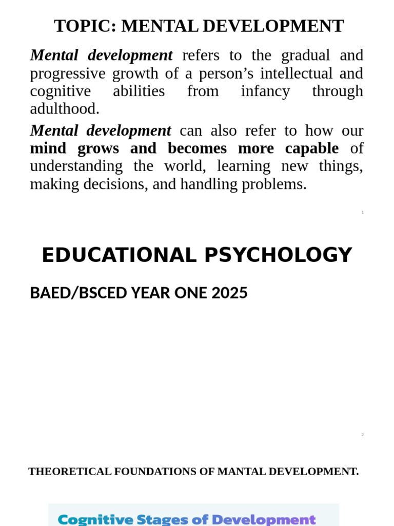 Stages of Mental Development Explained | PDF | Intelligence | Learning