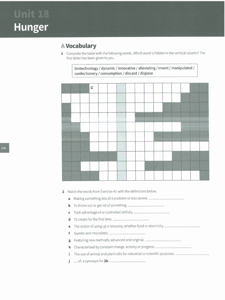 Hunger - Vocabulary Practice PDF | PDF