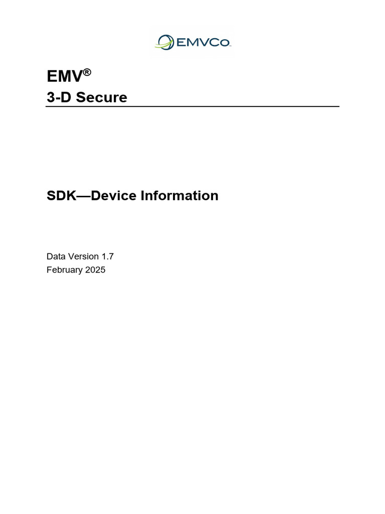 EMV 3-D Secure SDK Device Info 1.7 | PDF | Emv | Android (Operating System)