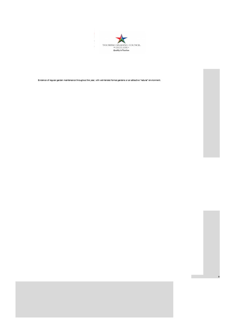 South Africa Tourism Grading Criteria | PDF | Accessibility | Elevator
