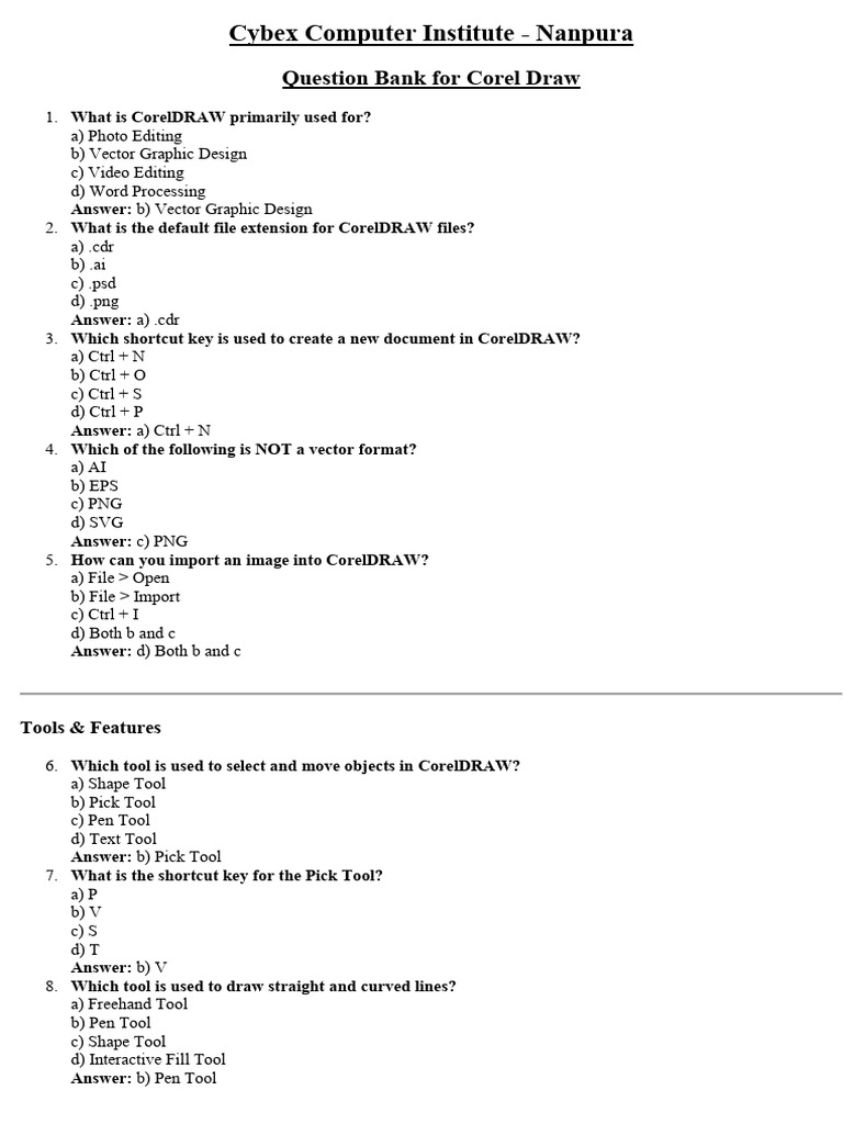 Corel Draw Question Bank | PDF | Computer Graphics | Graphic Design