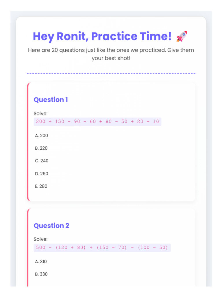 Grade 3 AMO Practice Worksheet | PDF