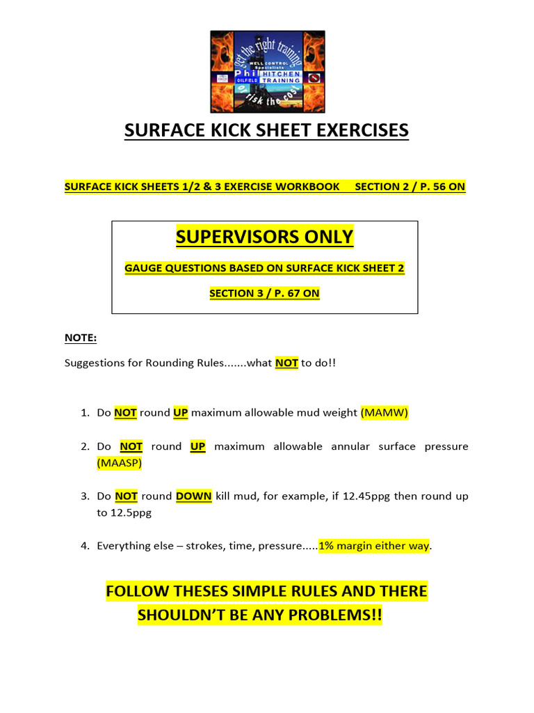 Kick Sheet Exercises Info & Rounding Rules (Supervisors) 141012 | PDF