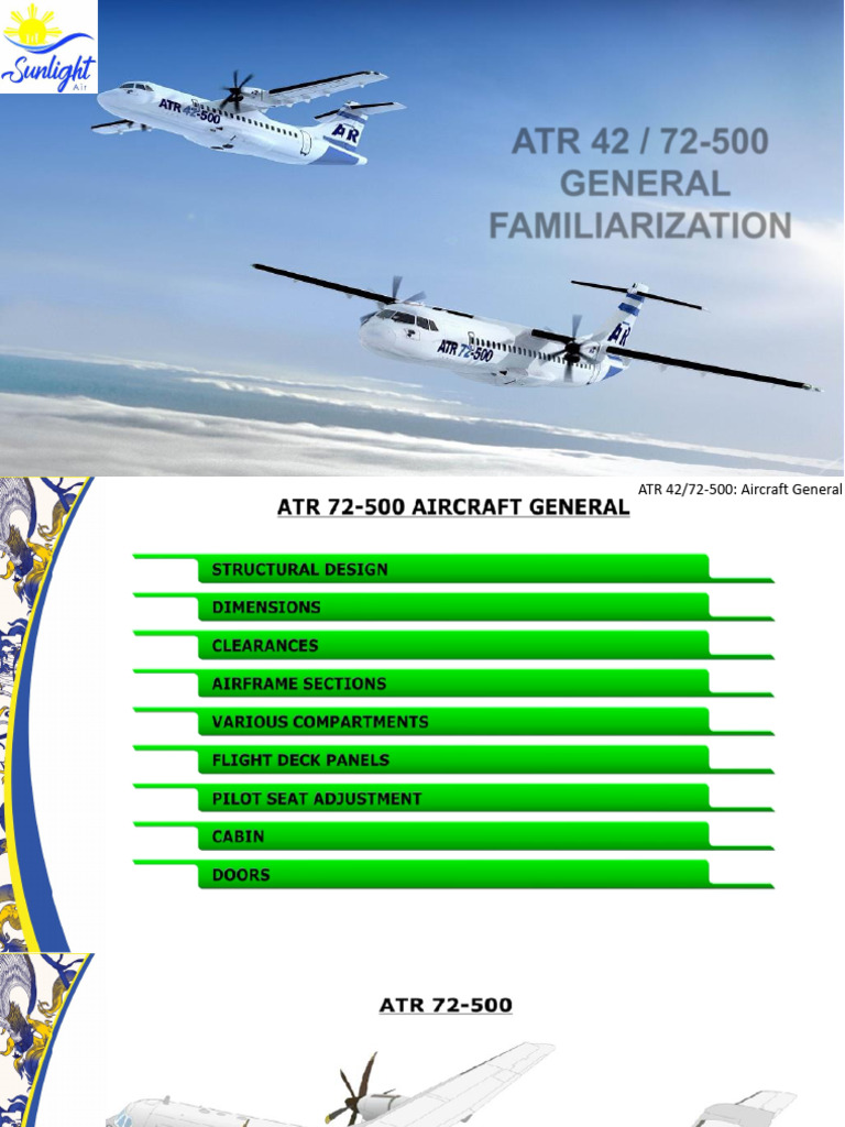 ATR 42/72-500 Aircraft Overview | PDF | Monoplane | Wing Configurations