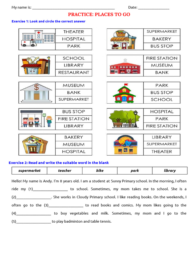 Movers - Practice Places To Go | PDF