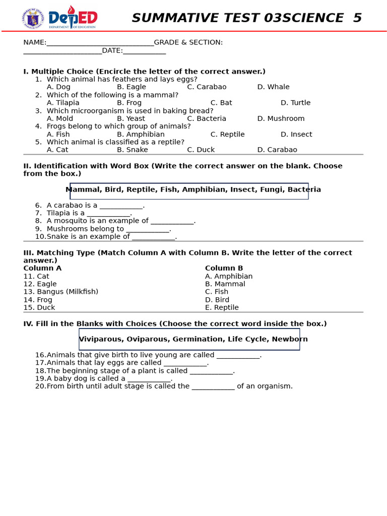 Q2-G5-SCIENCE-ST3 | PDF | Reptile | Egg