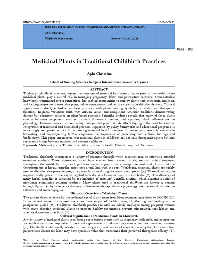 Medicinal Plants in Traditional Childbirth Practices (WWW - Kiu.ac - Ug ...