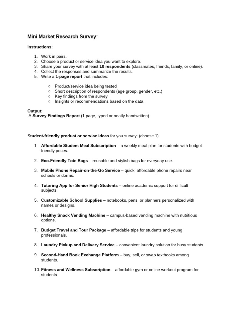 Mini Market Research Guide | PDF