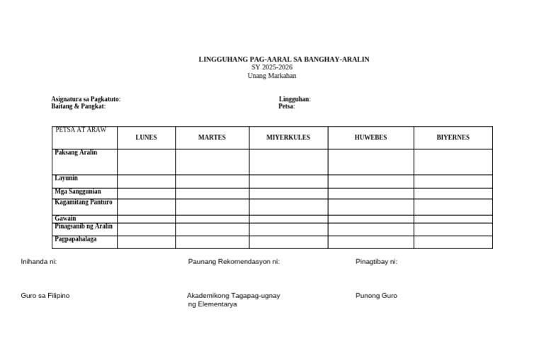 DLL Sample Filipino Final | PDF