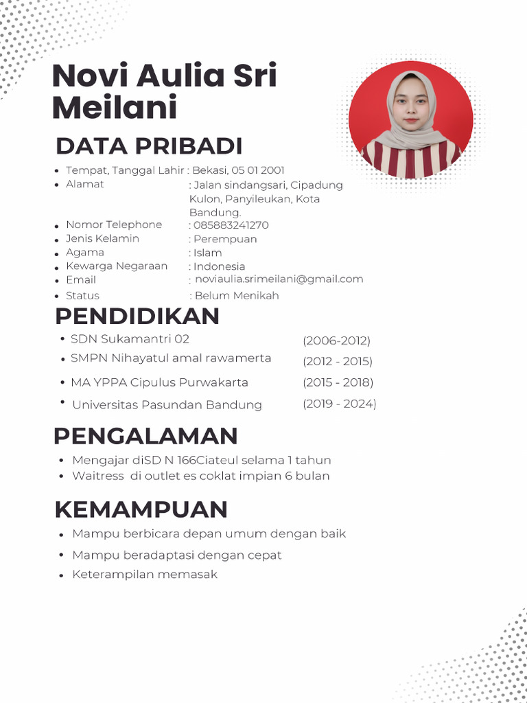 CV Novi Aulia Sri Meilani - 20250919 - 132811 - 0000 | PDF