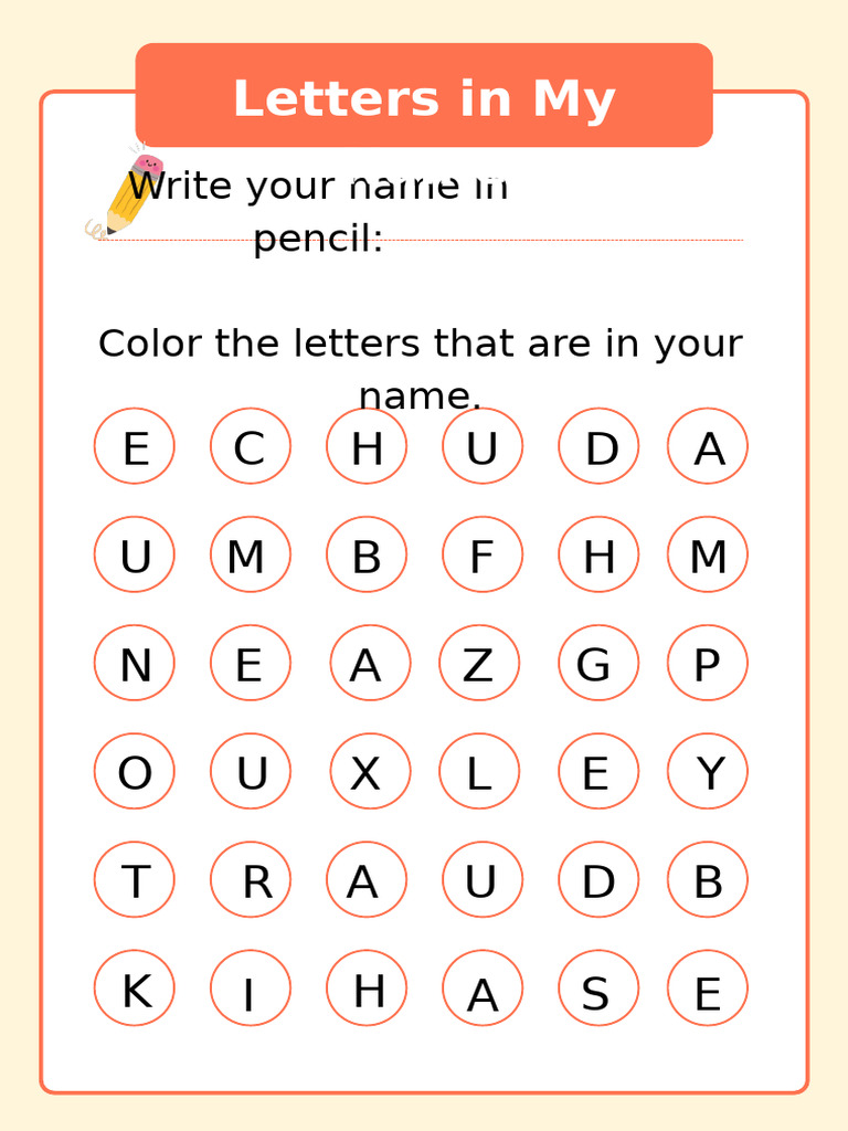 Letter in My Name Worksheet Orange and Black Simple Style - 20251021 ...