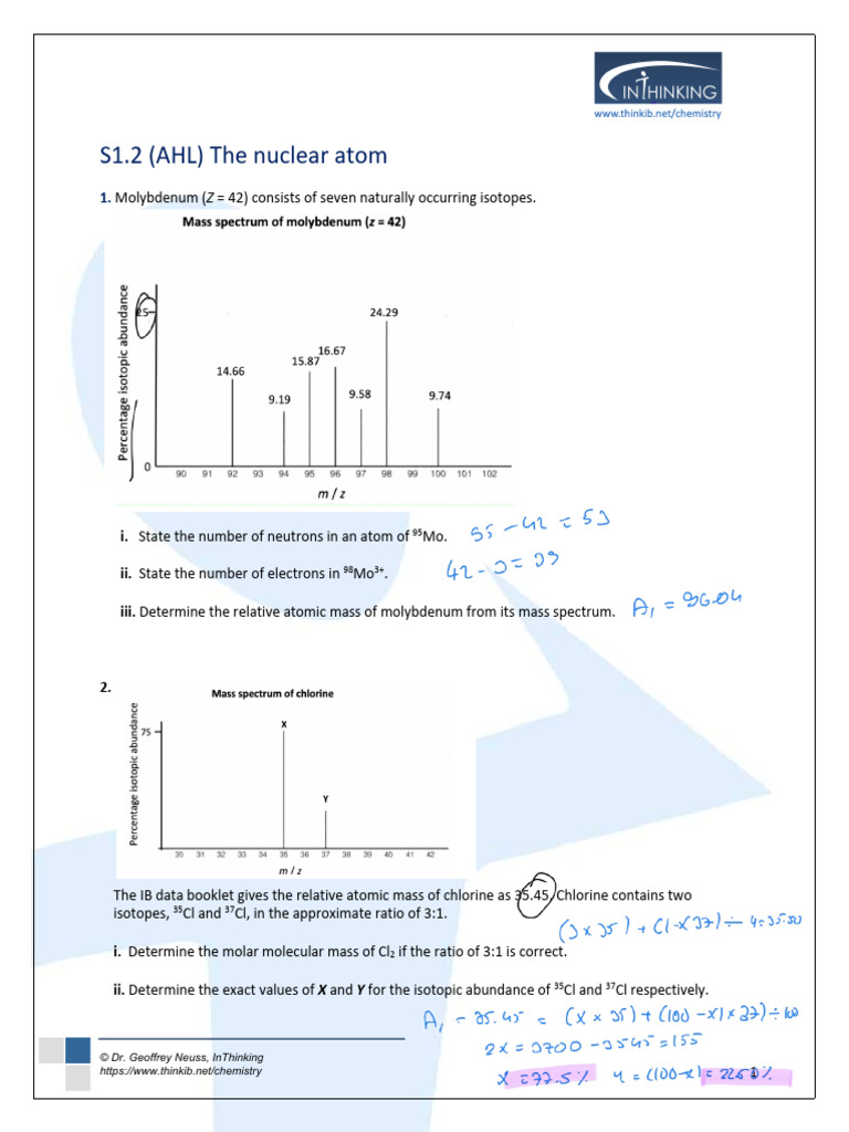 Q s1.2 (Ahl) The Nuclear Atom | PDF