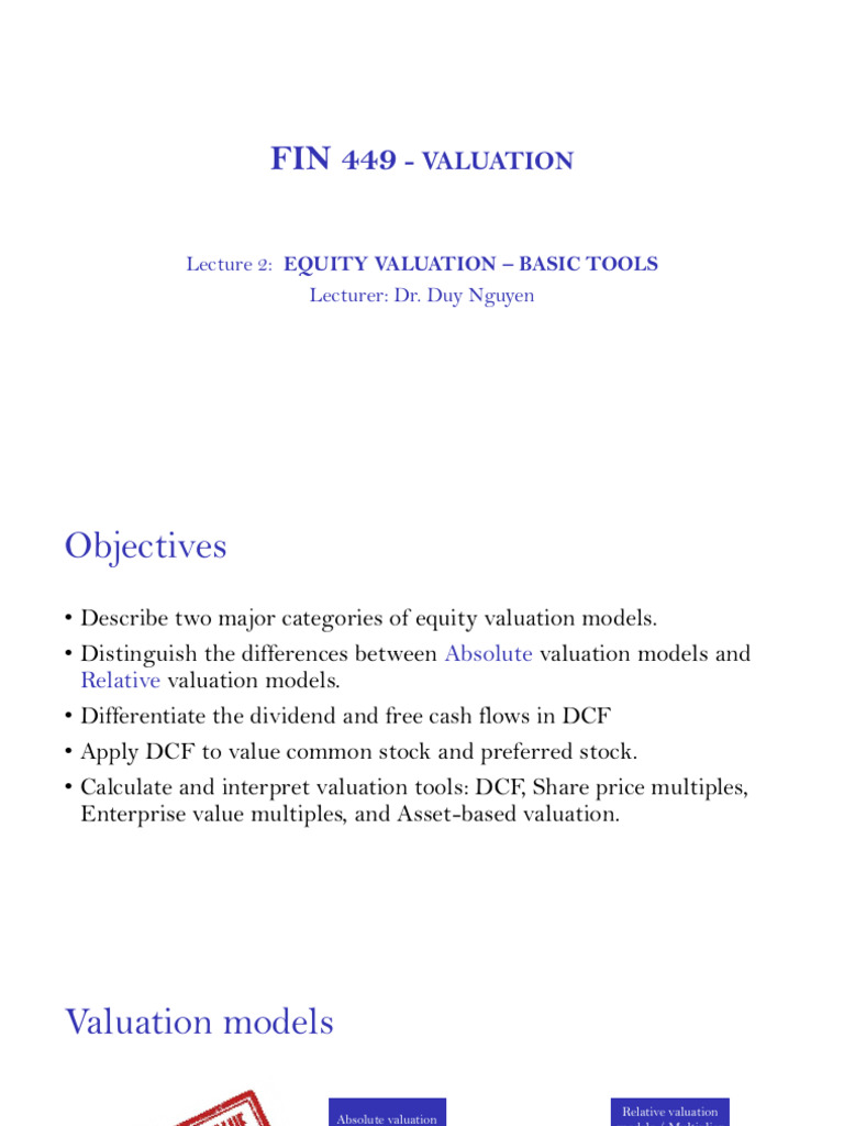 Equity Valuation Models Overview | PDF | Valuation (Finance ...