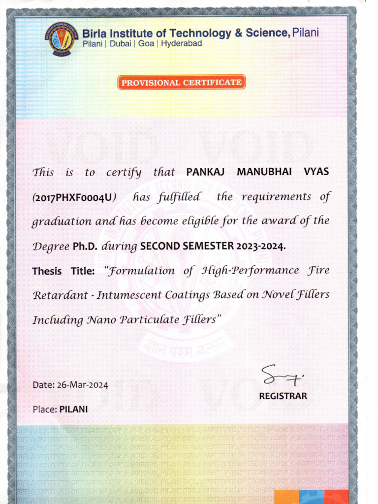 6 Ph.D. Trans Script Mark Sheet BIts Scanner | PDF