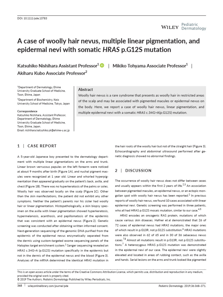 2019 Pediatric Woolly Hair Nevus | PDF | Dna Sequencing | Neoplasms
