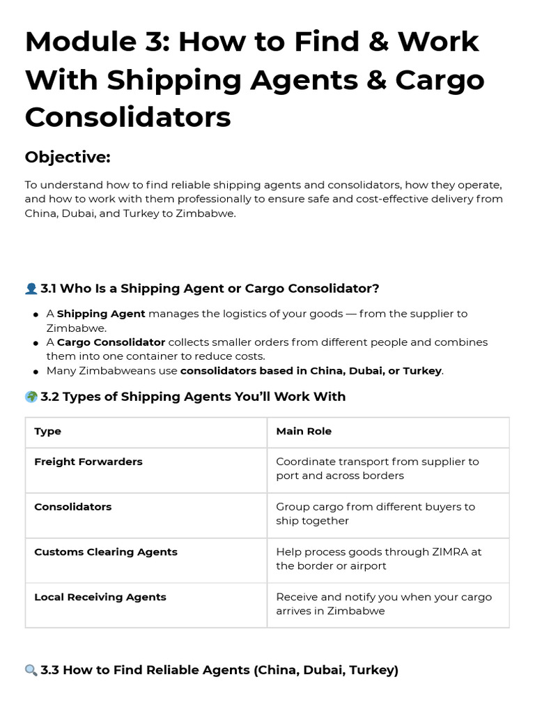 Module 3 How To Find & Work With Shipping Agents & Cargo Consolidators ...