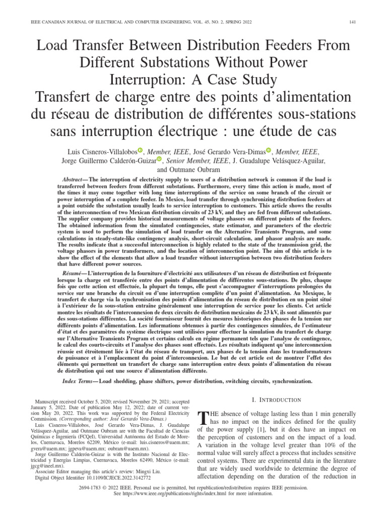 Load Transfer Without Interruption Study | PDF | Electric Power ...