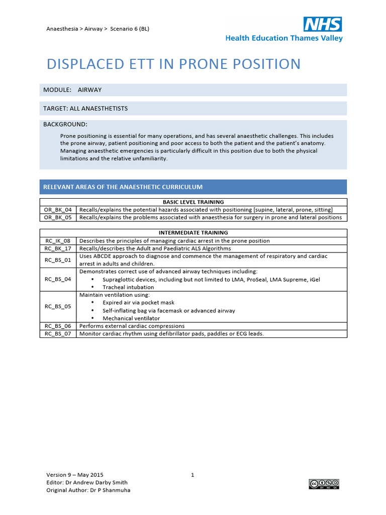 Prone Position Airway Management Guide | PDF | Cardiopulmonary ...